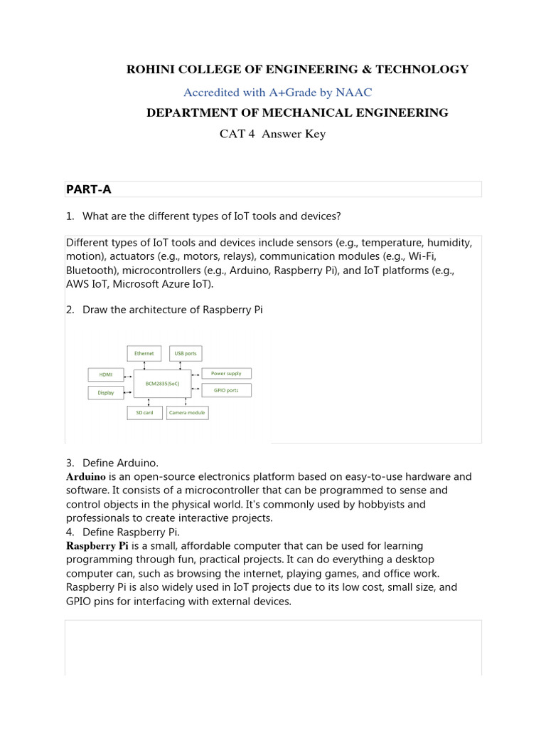 CAT 4 - Answer Key | PDF | Arduino | Microcontroller