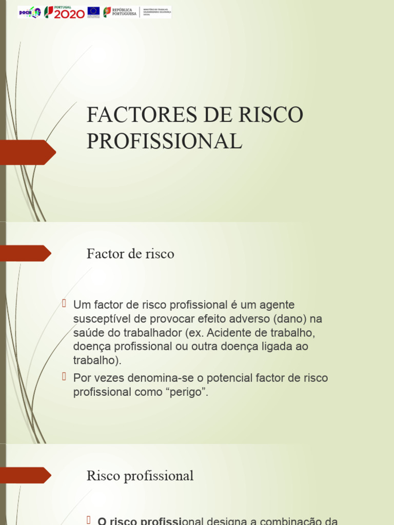 Factores de Risco Profissional 3564 | PDF | Fator de risco | Avaliação ...