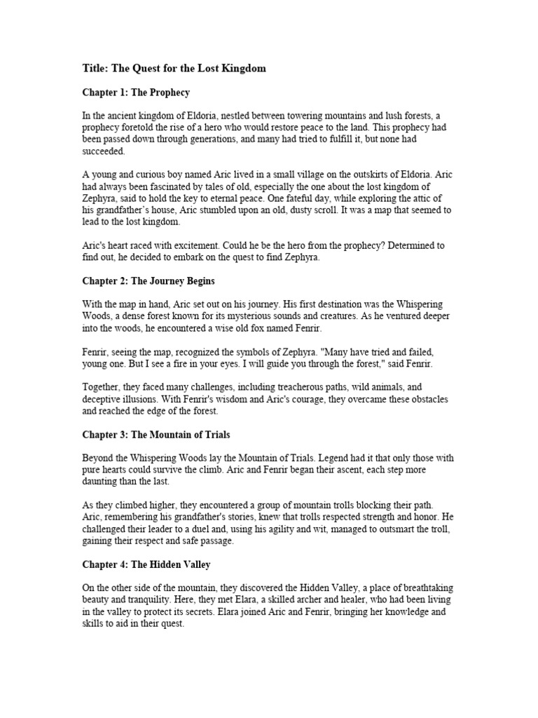 The Quest For The Lost Kingdom | PDF | Quest