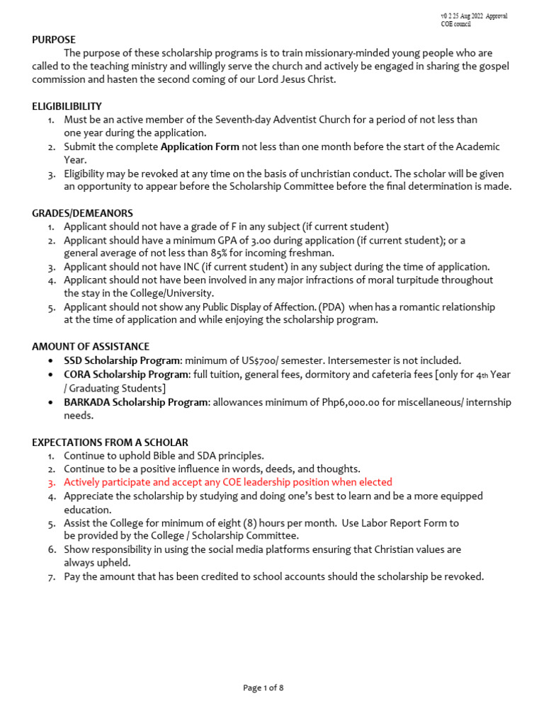 Scholarship Forms - Revised | PDF