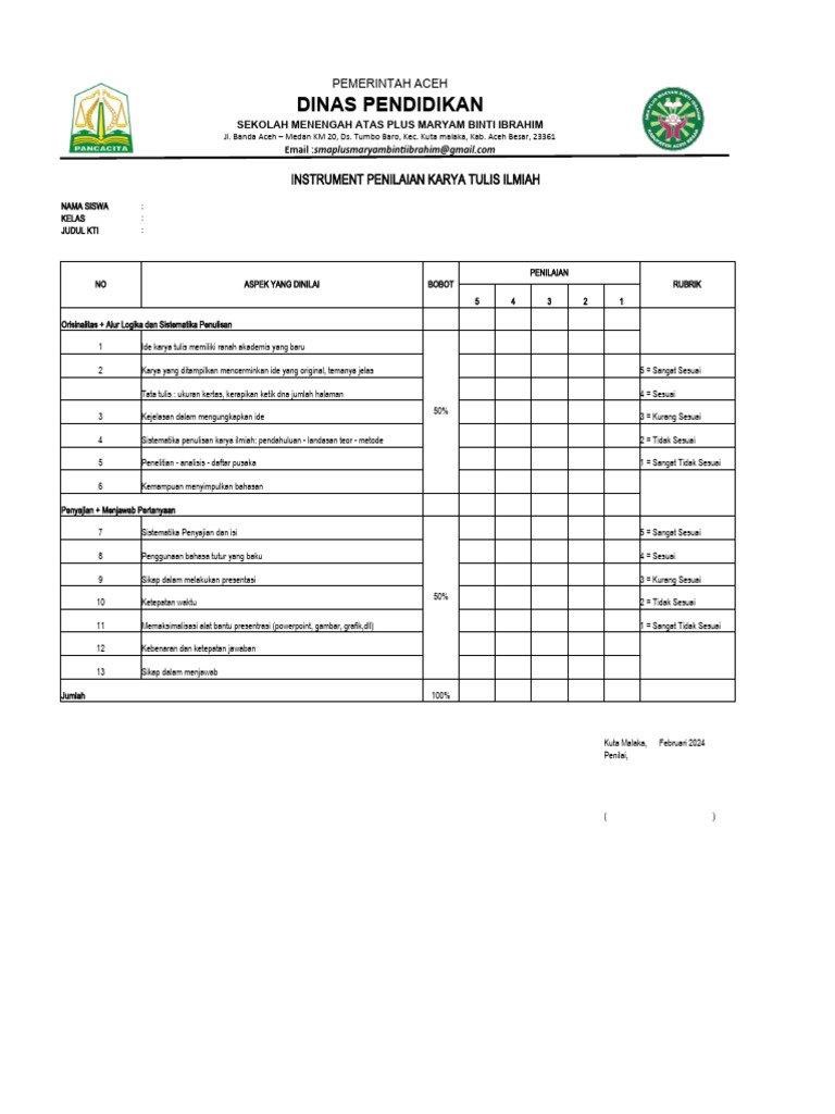 Format Penilaian KTI | PDF