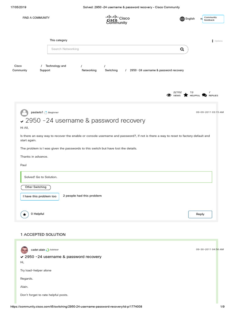 Solved 2950 24 Username And Password Recovery Cisco Community Pdf Booting Software