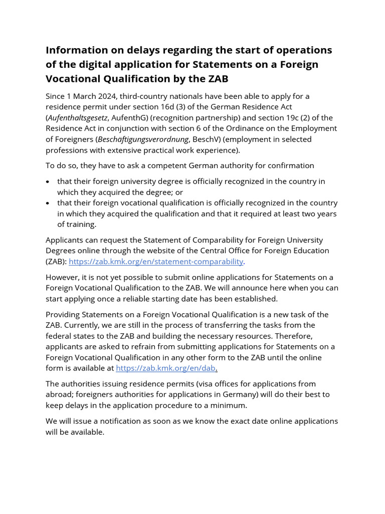 ZAB Foreign Qualification Application Delay | PDF | Finance & Money ...