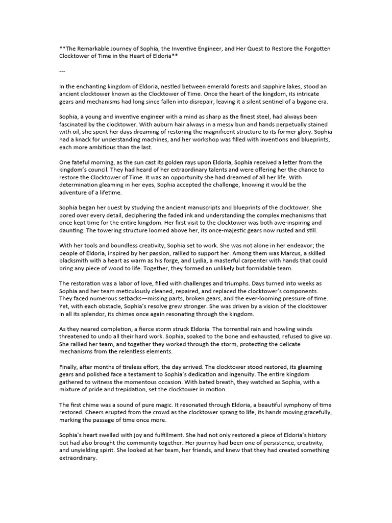 The Remarkable Journey of Sophia, The Inventive Engineer, and Her Quest ...