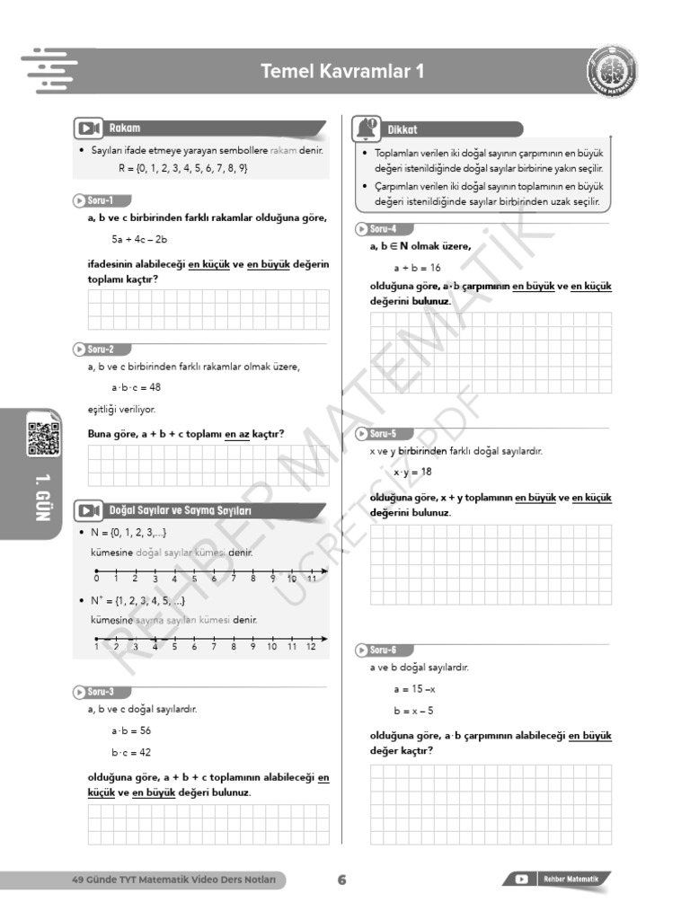 Rehber Matemati̇k 49 Günde Tyt Matemati̇k Kampi Toplu PDF 2024 @tytaytpdf2024 | PDF
