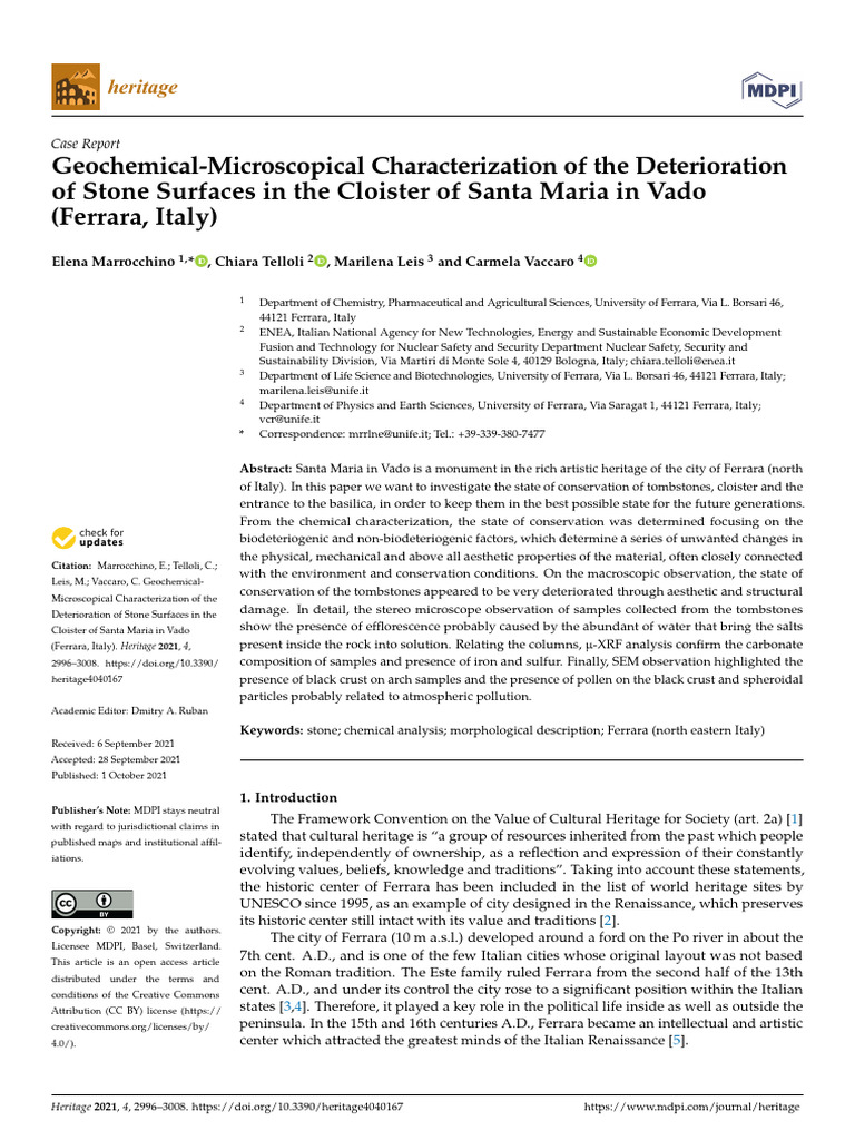 Geochemical-Microscopical Characterization of The Deterioration of ...