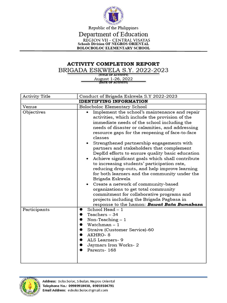 Activity Completion Report | PDF | Learning