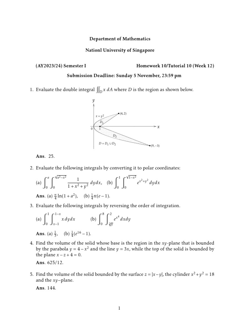 MA1521 Homework - Tutorial 10 | PDF | Elementary Geometry | Classical Geometry