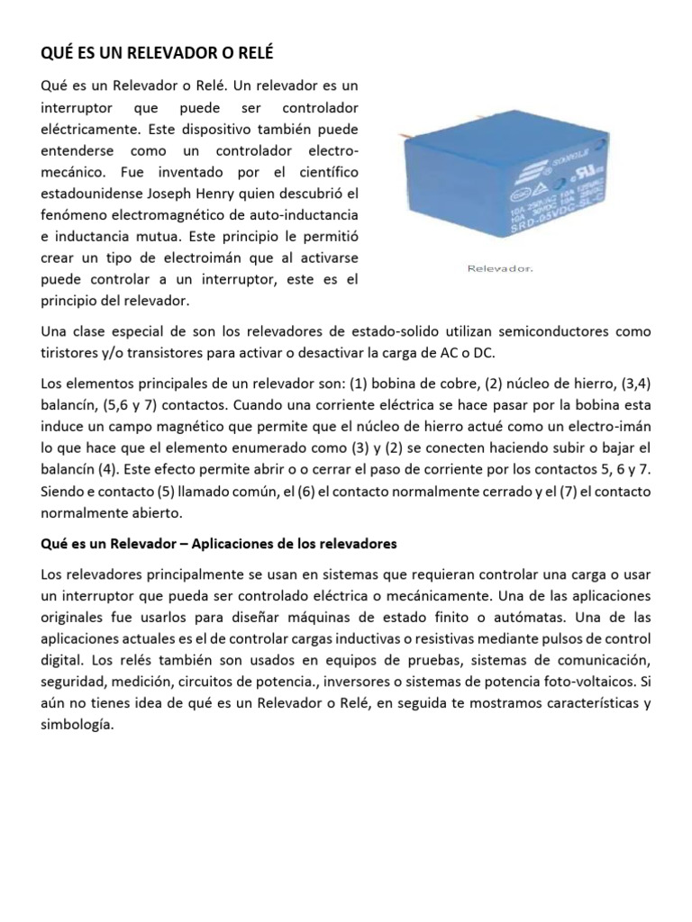 Qué Es Un Relevador | PDF | Relé | Cambiar