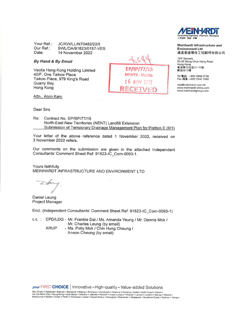 MIEL - Submission of Temporary Drainage Management Plan For Portion E (I01) | PDF