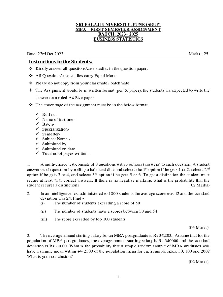 Business Statistics | PDF | Sampling (Statistics) | Sample Size Determination