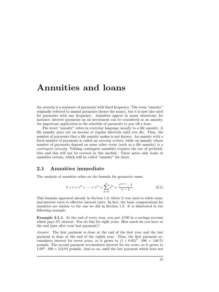 Lecture Note 02 - Annuities | PDF | Present Value | Interest
