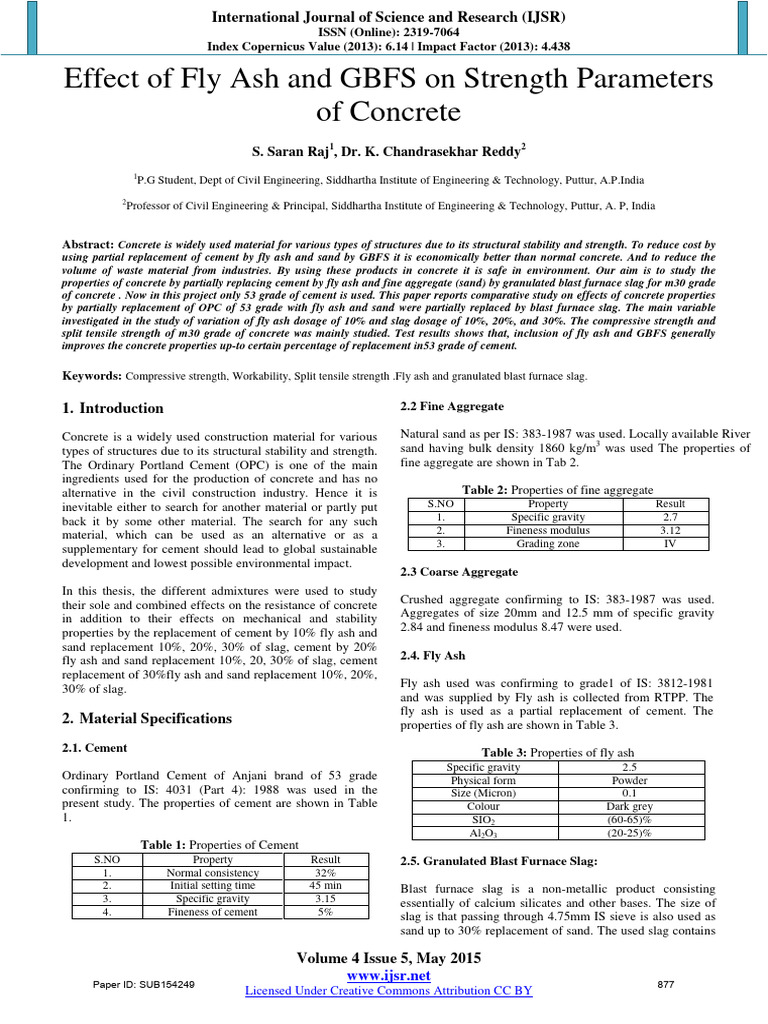 Effects of GBFS and FA | PDF | Concrete | Cement
