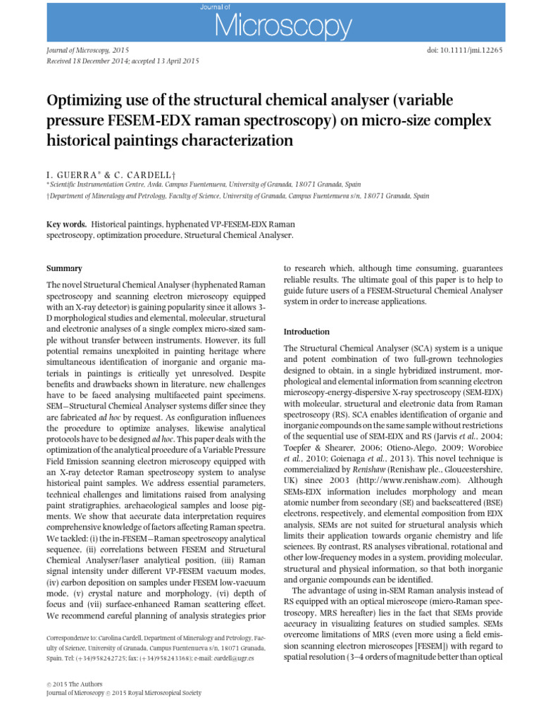 Optimizing Use of The Structural Chemical Analyser (Variable Pressure ...
