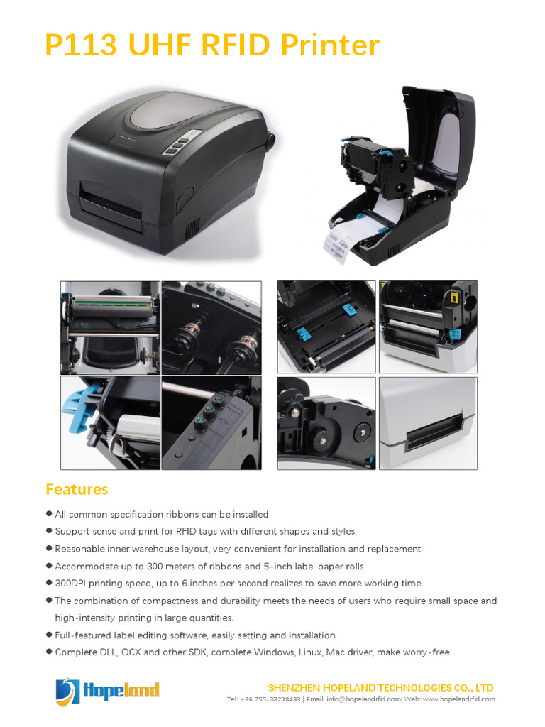 P113 RFID Printer | PDF | Barcode | Printer (Computing)