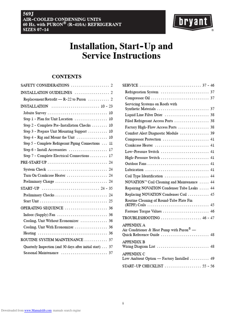 Bryant 569J Installation, Start-Up and Service Instructions Manual | PDF | Pipe (Fluid ...