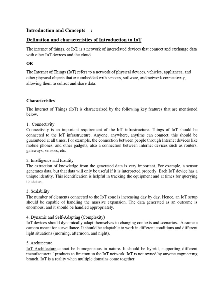 IoT Unit I | PDF | Internet Of Things | Cloud Computing