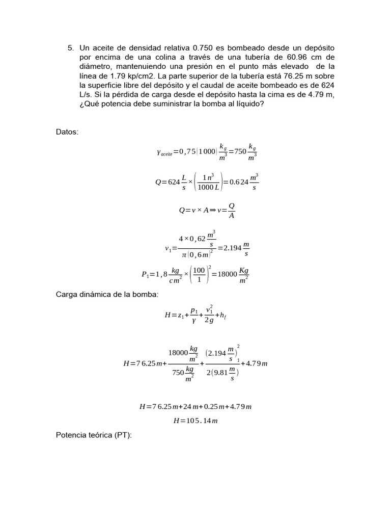 Ejercicio 5 - 6 Presión | PDF | Líquidos | Mecánica de fluidos