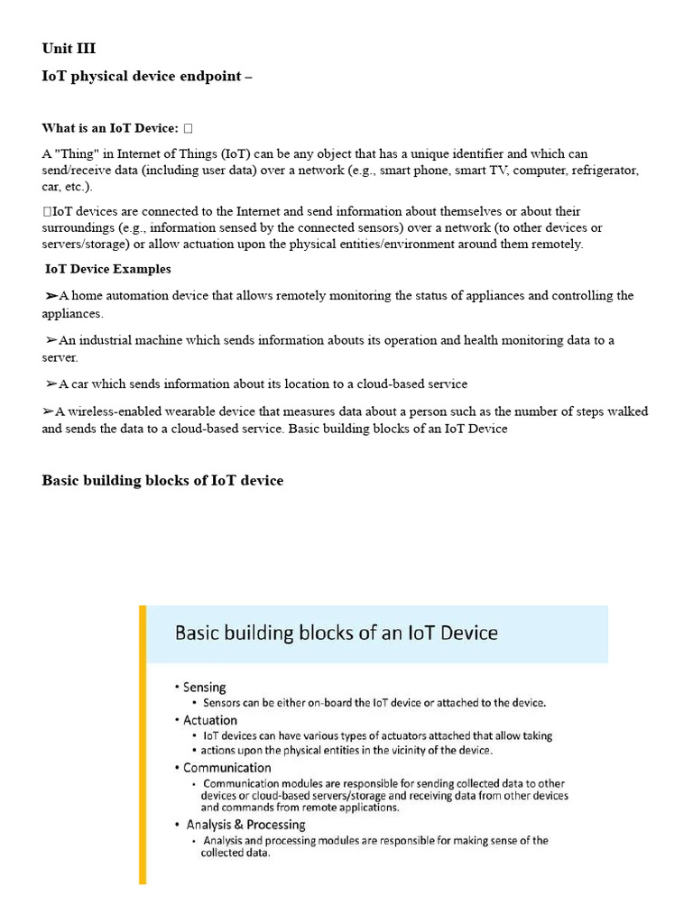 IOT Unit III | PDF | Internet Of Things | Computer Hardware
