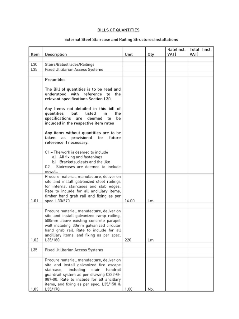 New Bill of Quantities 2 | PDF