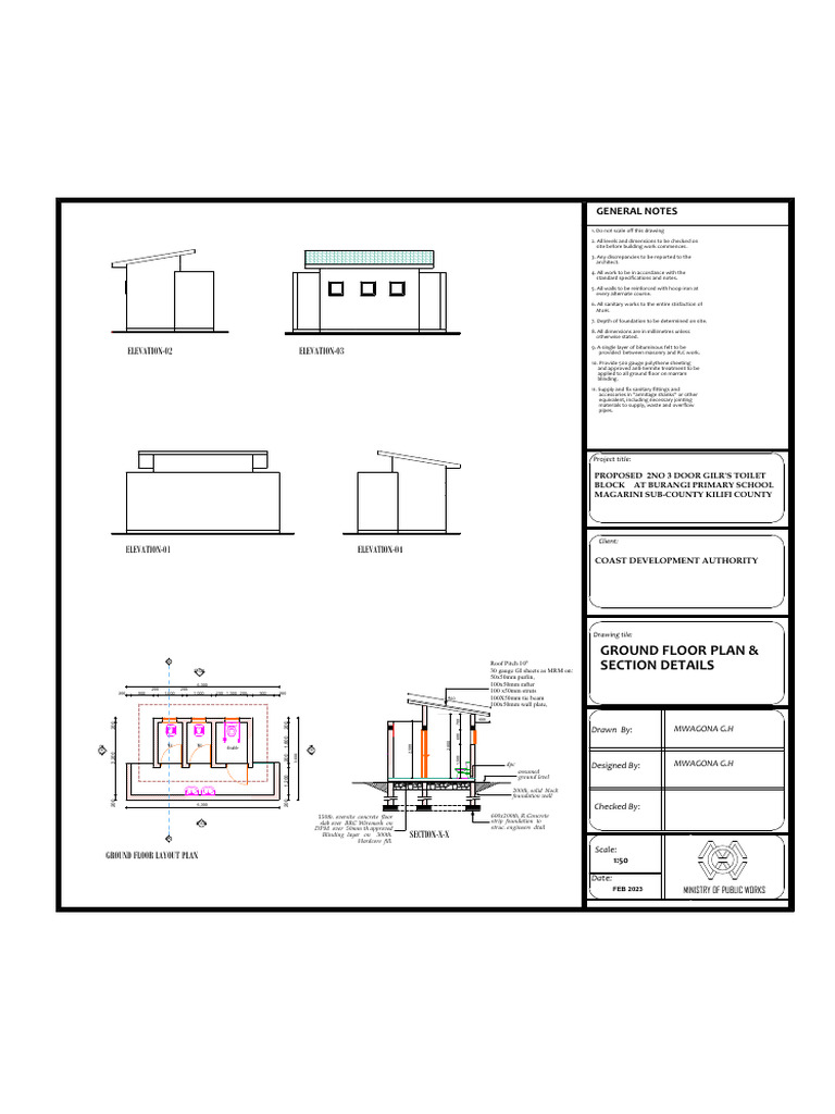 CDA T007 2023 24 Drawings2 Construction of Laboratory and Pit Latrine ...