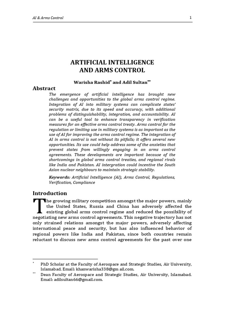 1.-artificial-intelligence--arms-control | PDF | Treaty On The Non Proliferation Of Nuclear ...