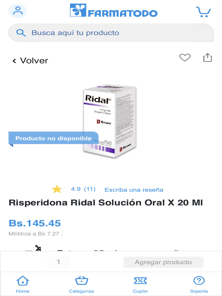 Risperidona Ridal Solución Oral X 20 ML | PDF