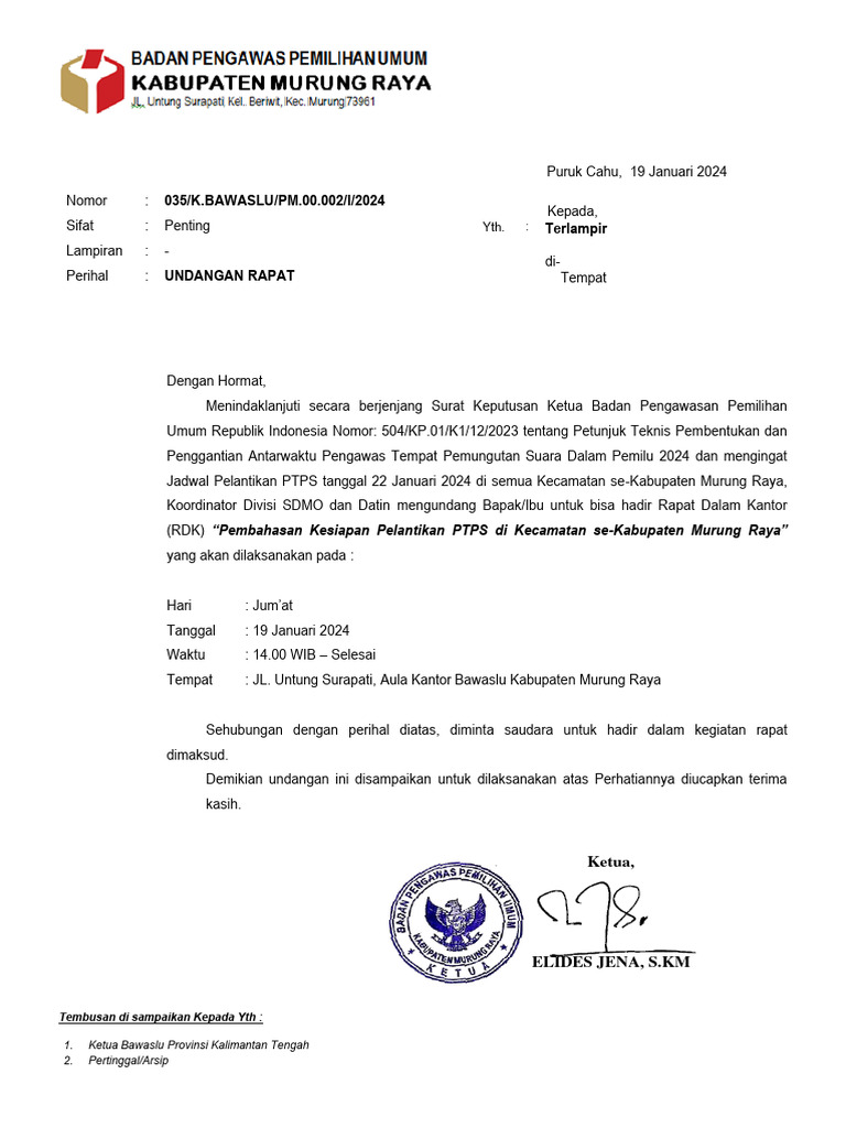 Undangan RDK 19 Januari 2024 | PDF