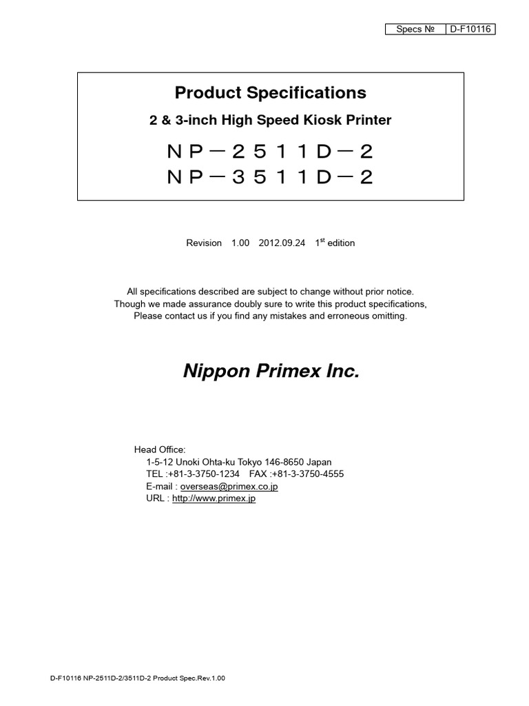 Product Specifications: Nippon Primex Inc | PDF | Microsoft Windows ...