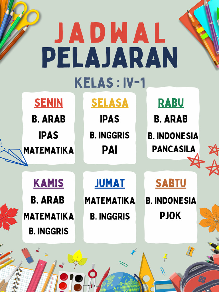 Jadwal Mapel 4-1 | PDF