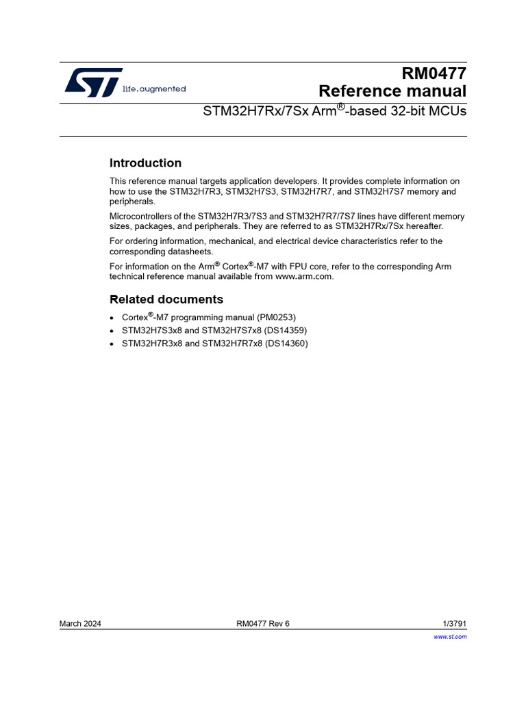 Rm0477 Stm32h7rx7sx Armbased 32bit Mcus Stmicroelectronics 6 | PDF | Computer Hardware ...