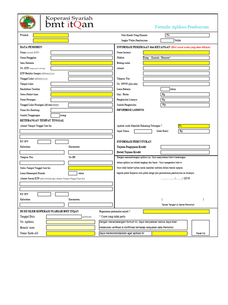 FORMULIR APLIKASI (Fap) | PDF