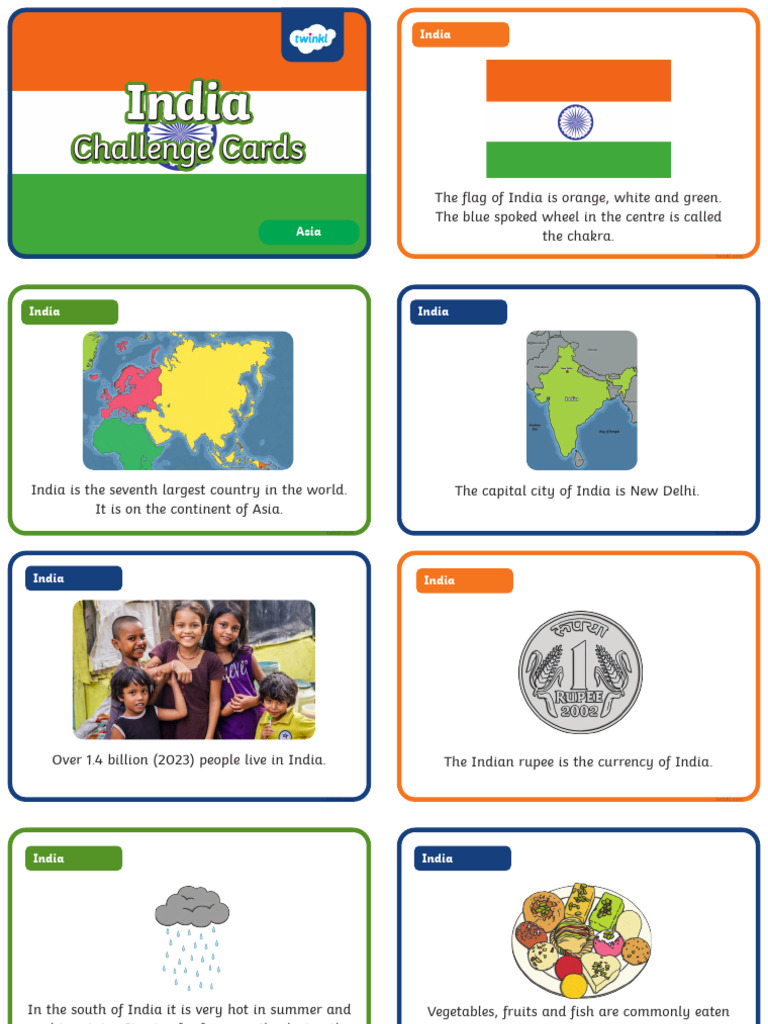 T G 1675260825 Ks1 India Fact Cards Ver 2 | PDF