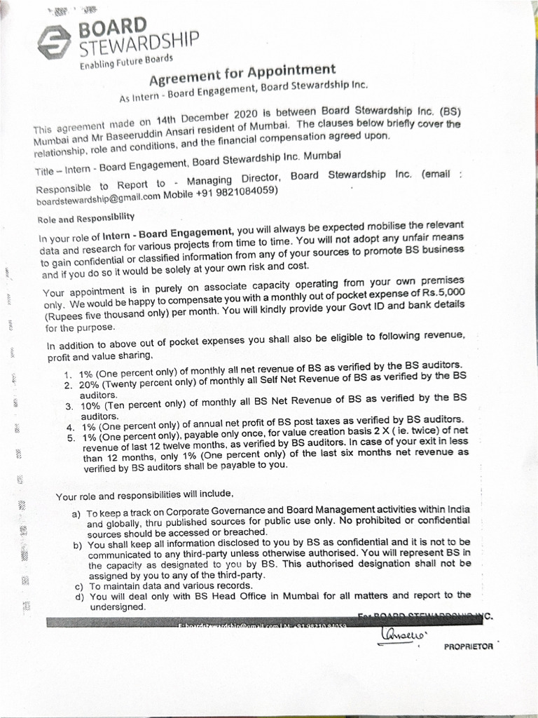 Bs - Appointment Letter | PDF