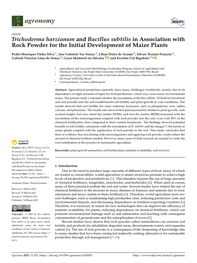 Trichoderma Harzianum and Bacillus Subtilis in Ass | PDF | Soil | Colony Forming Unit