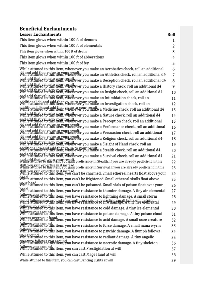 Random Magic Item Tables 5e | PDF | Magician (Fantasy)