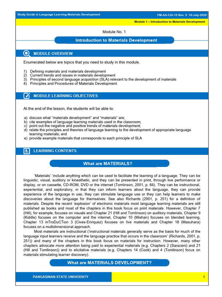 Study Guide 1 | PDF | Learning | Second Language