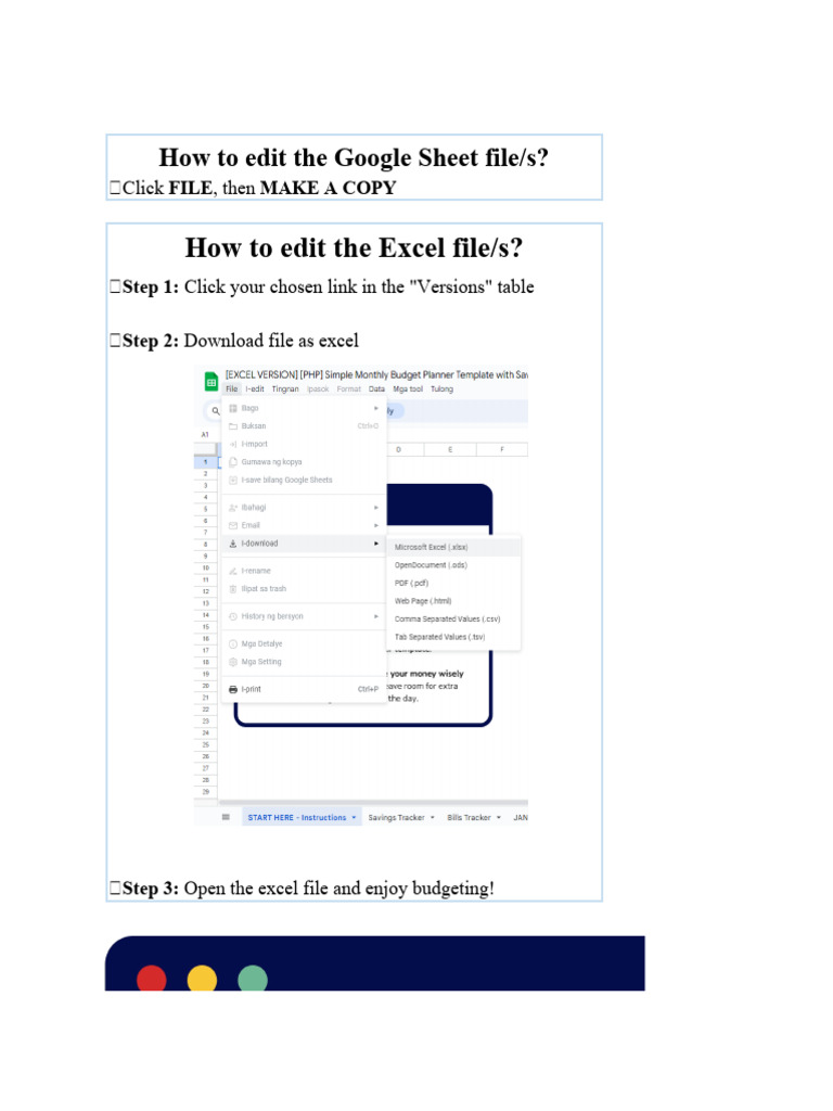 (ORIGINAL - GSHEETS) (PHP) Simple Monthly Budget Planner Template With Savings & Bills Tracker ...