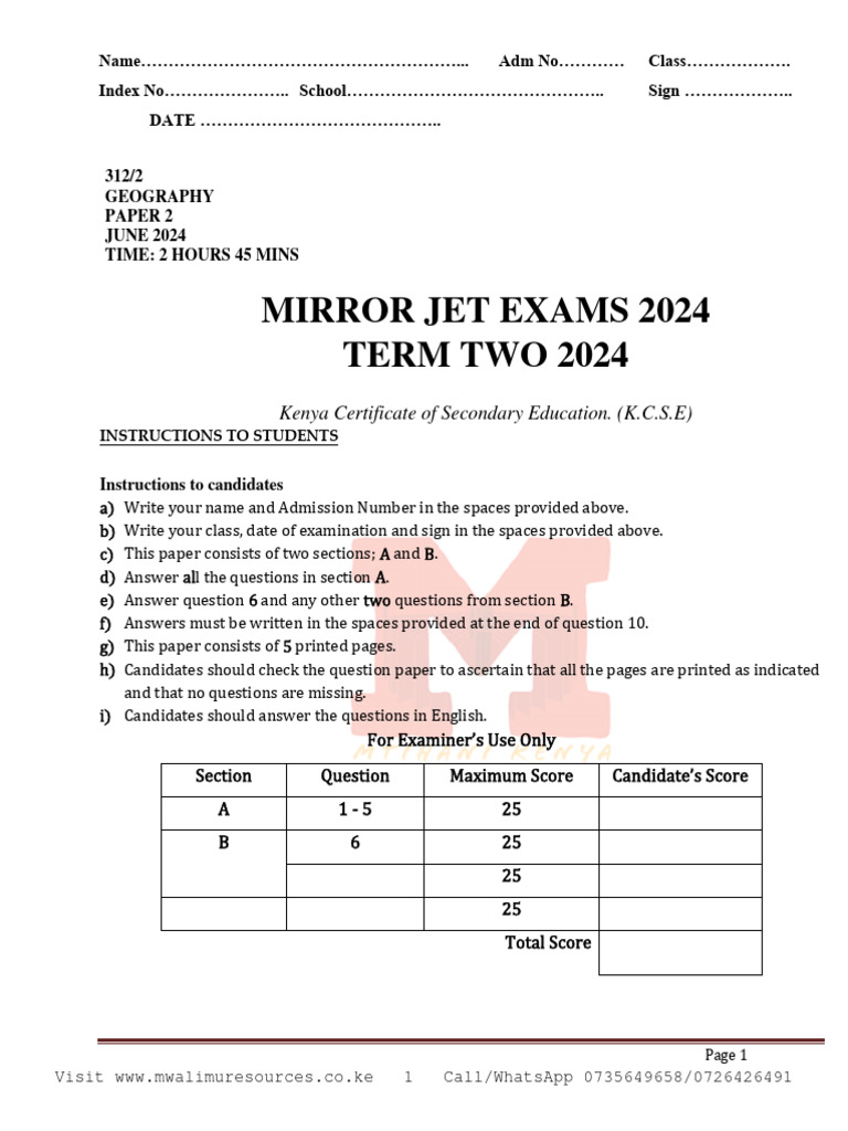 Geography Pp2 Quiz Pdf Kenya Forestry