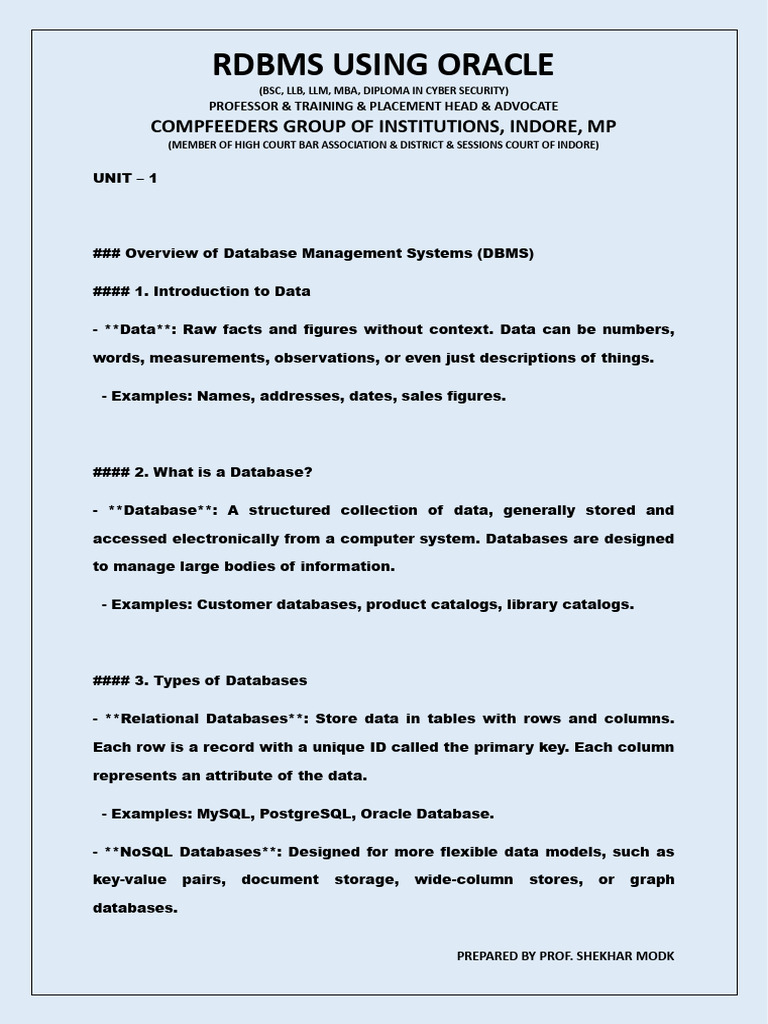 Dbms Rdbms Notes Important Pdf Databases Relational Database