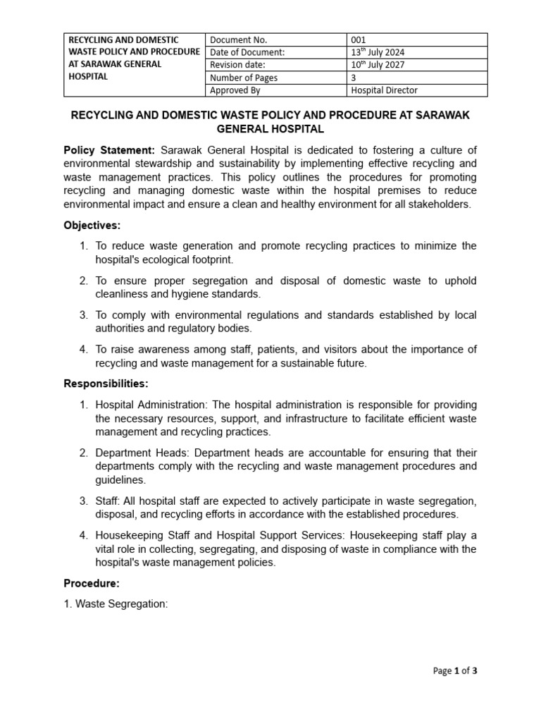 Domestic Waste Policy | PDF | Waste Management | Waste