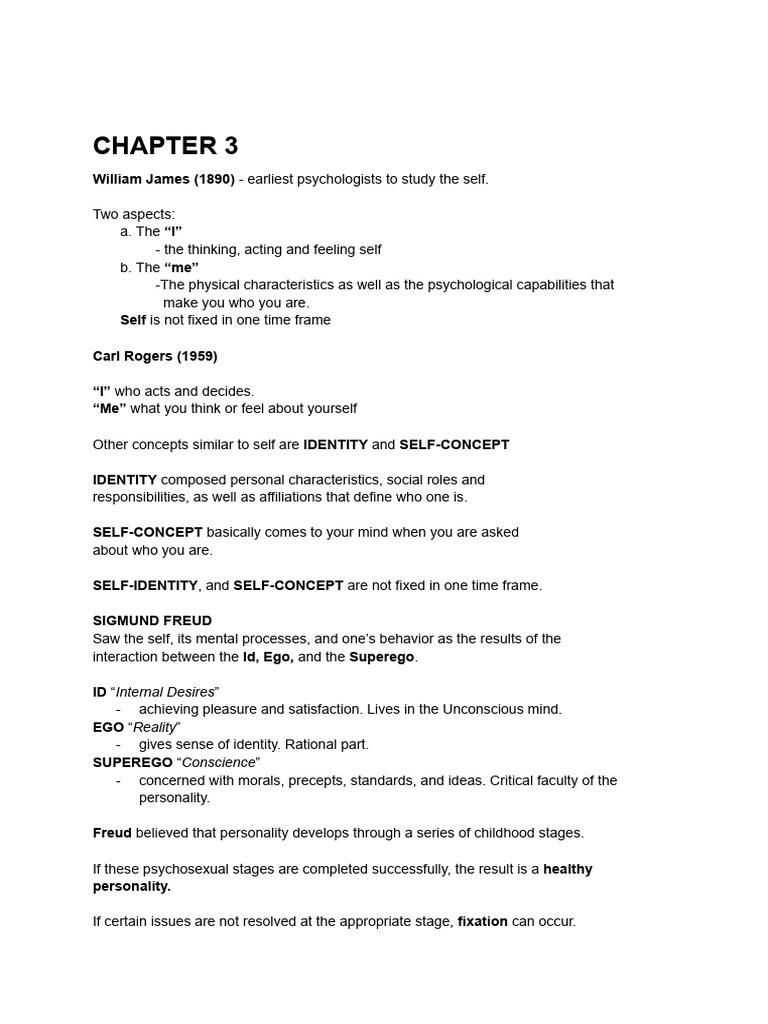 Chapter 3 Reviewer | PDF | Id | Self Concept