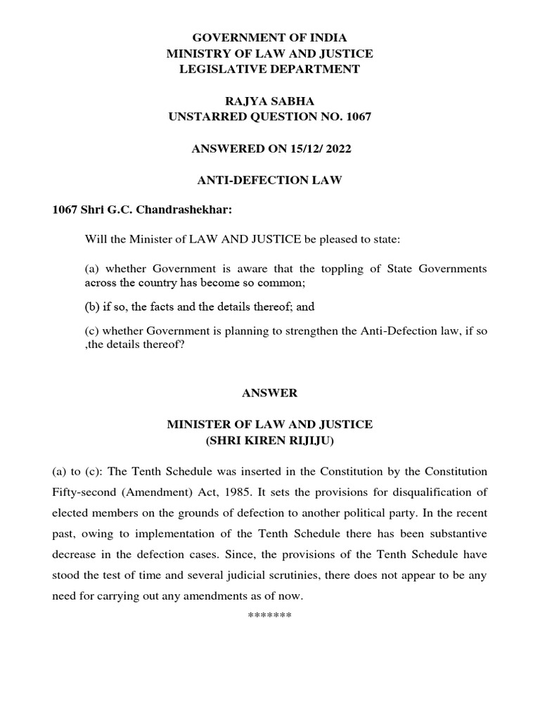 Anti Defection Law 449516 | PDF