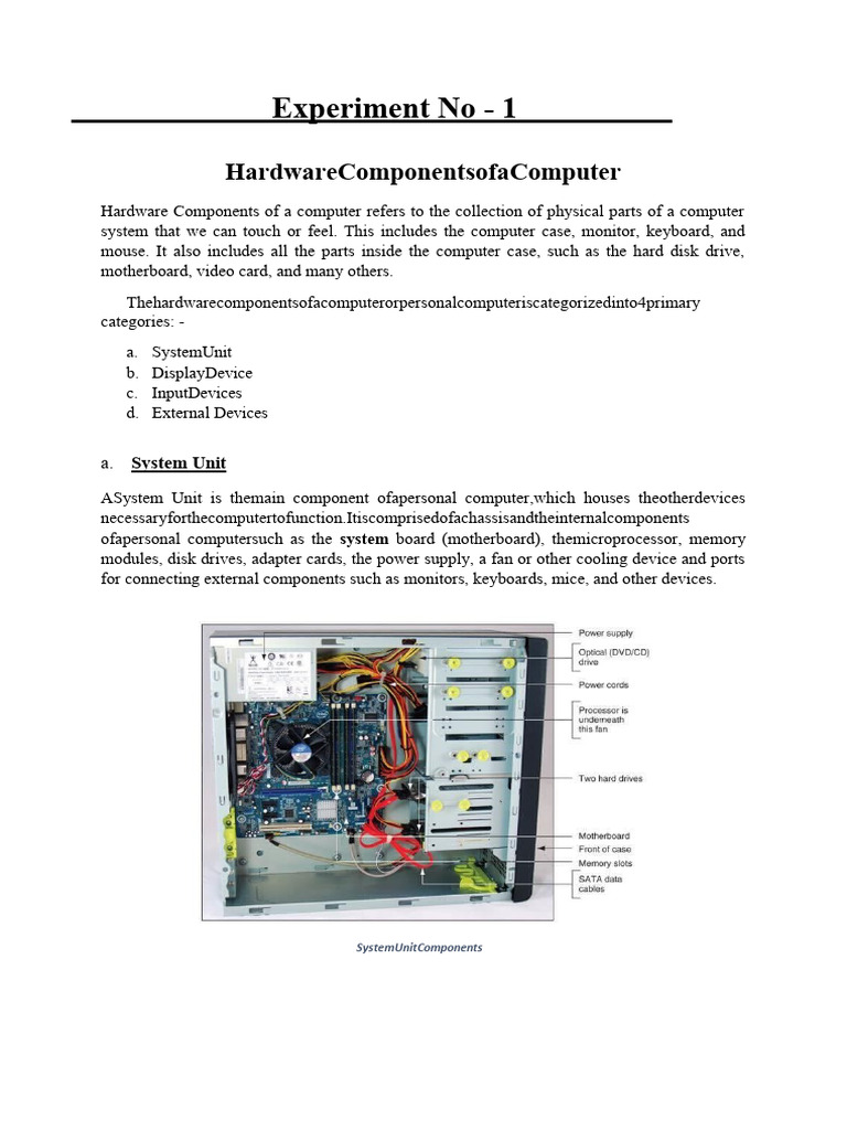 Components of A Computer | PDF | Input/Output | Computer Hardware