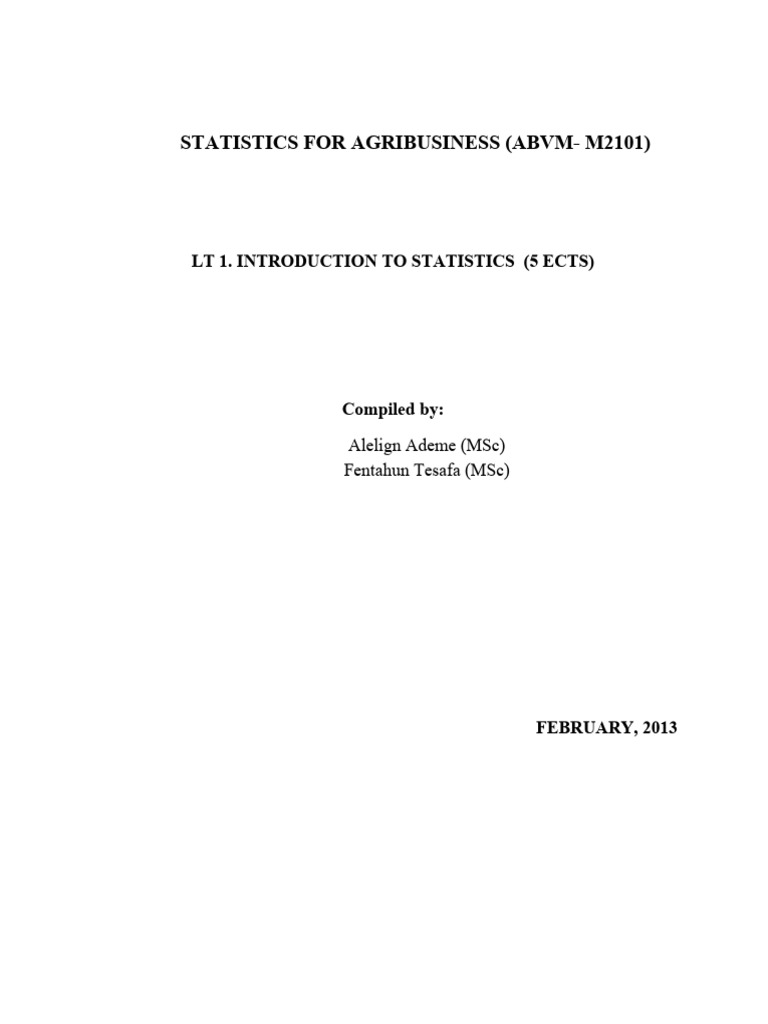 LT 1. Introduction to Statistics | Download Free PDF | Statistics | Mean