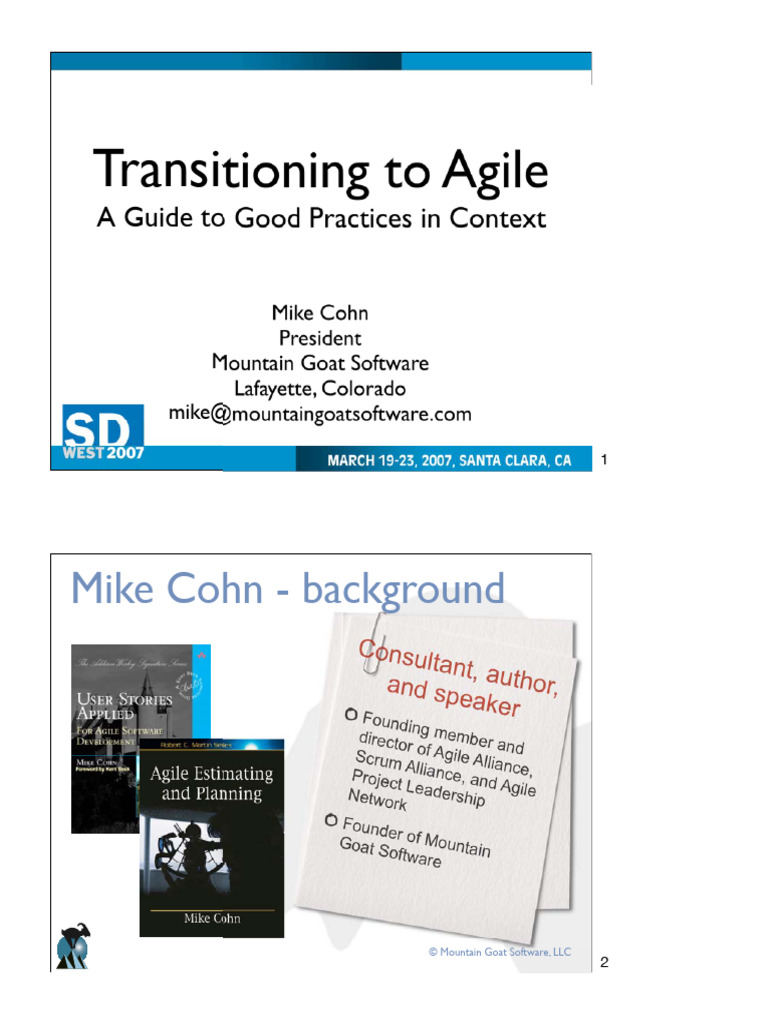 Transitioning Agile Guide Transitioning Software Development West 2007 | PDF | Agile Software ...