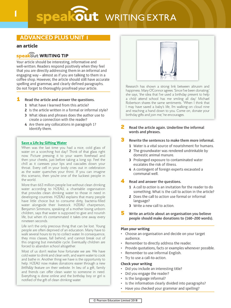 Speakout_Writing_Extra_Advanced_Plus_Unit_1 | PDF