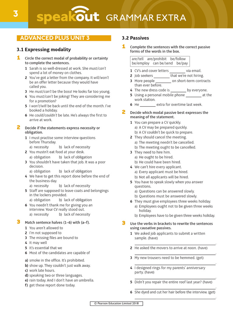 Speakout Grammar Extra Advanced Plus Unit 3 | PDF Speakout Grammar Extra Advanced Plus Unit 3 | PDF
