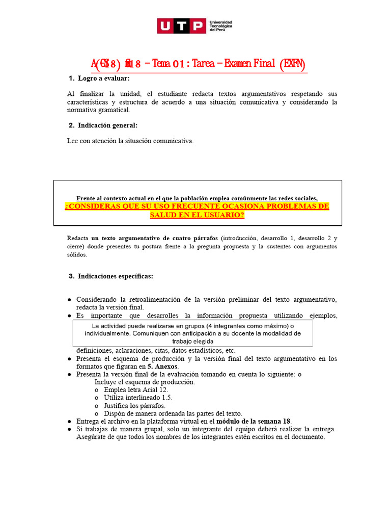 ? Semana 17 - Tema 01 Tarea - Esquema de producción para el Examen ... ? Semana 17 - Tema 01 Tarea - Esquema de producción para el Examen ...