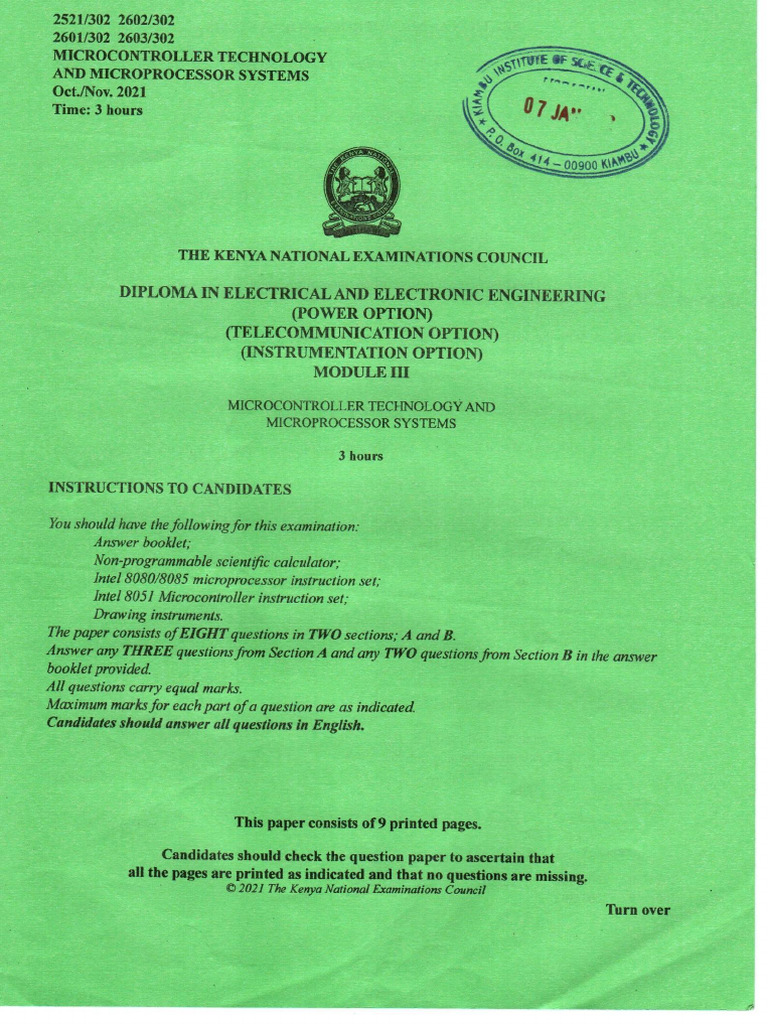 Microcontroller Technology and Microprocessor Systems Module III Nov ...